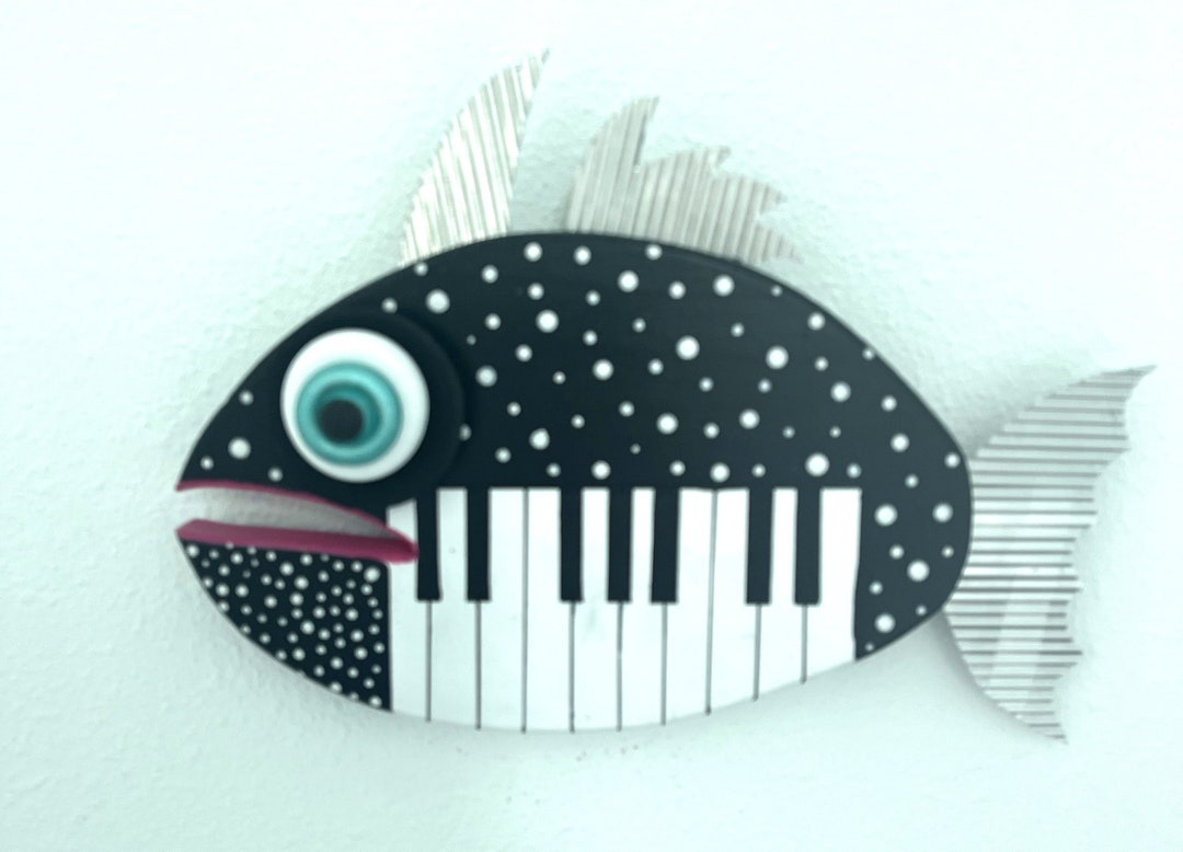 Funky Piano Fish Wall Art, Wood Fish Wall Decor, Coastal Decor, Wooden ...