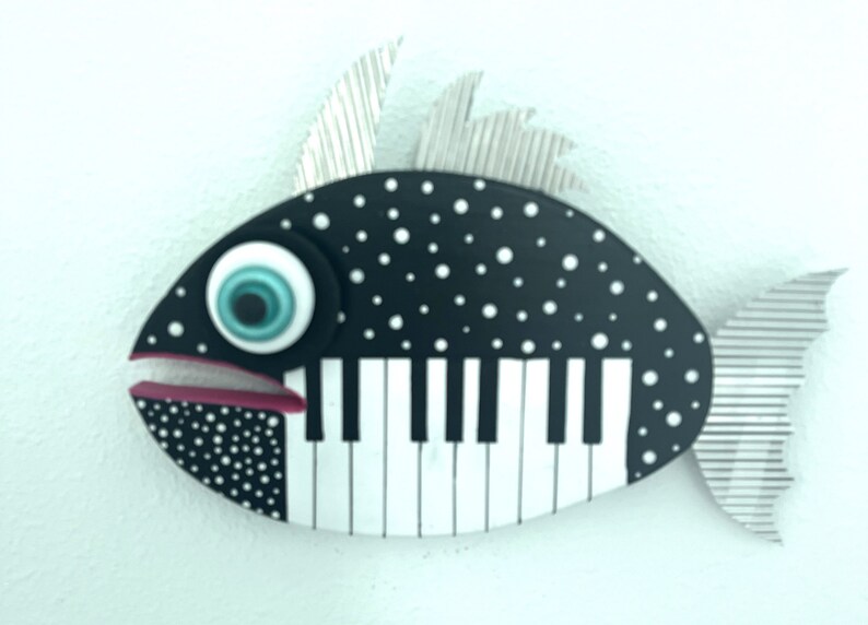 Funky Piano Fish Wall Art, Wood Fish Wall Decor, Coastal Decor, Wooden ...
