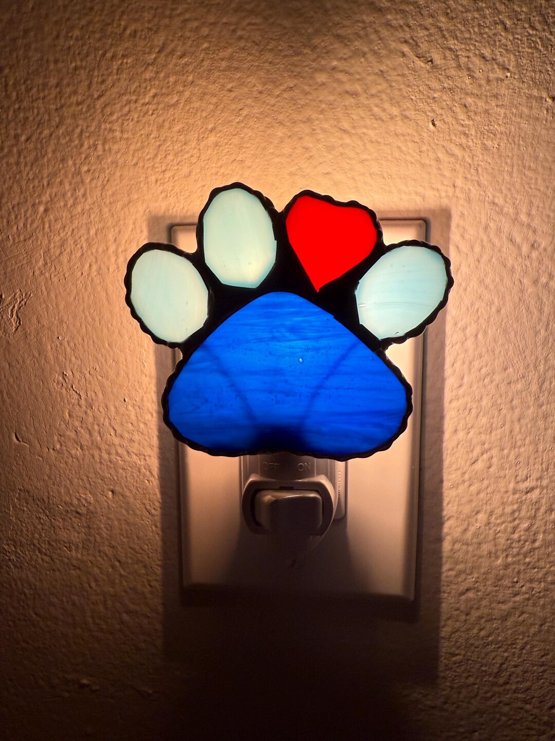 Paw Night Light, Paw Prints, Night Lights, Stained Glass Night Light ...