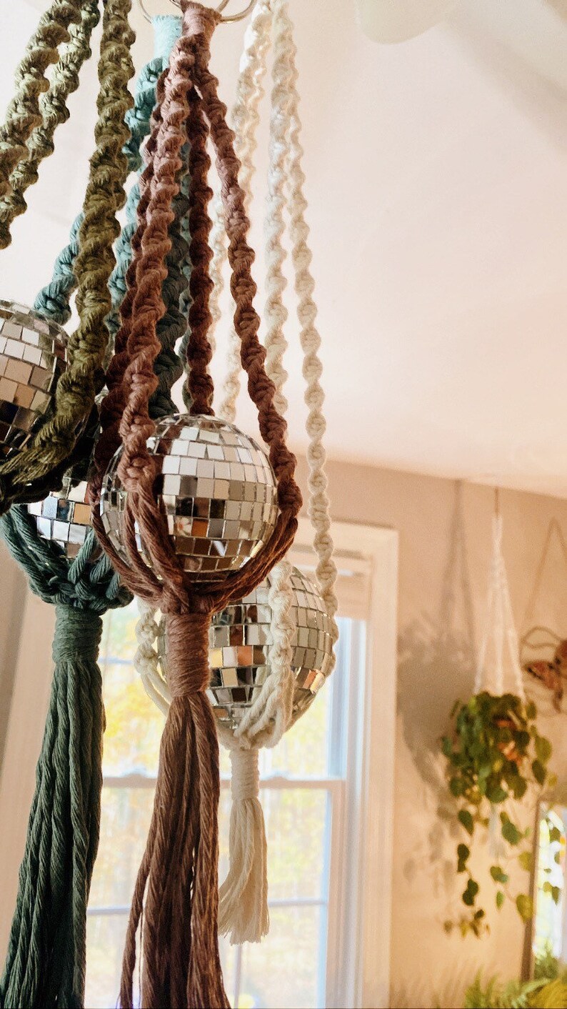 Disco Ball Macrame Hanger | Disco Ball Hanger Decor | Macrame Disco ...