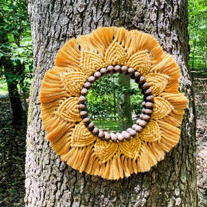 Macrame Mirror | Sunflower Mirror | Boho Mirror | Hippie Mirror - Etsy