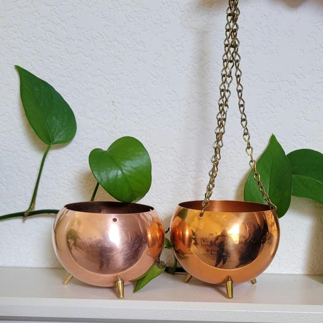 Copper Witch's Cauldrons With Brass Feet or Hanging Chain / 1970's ...