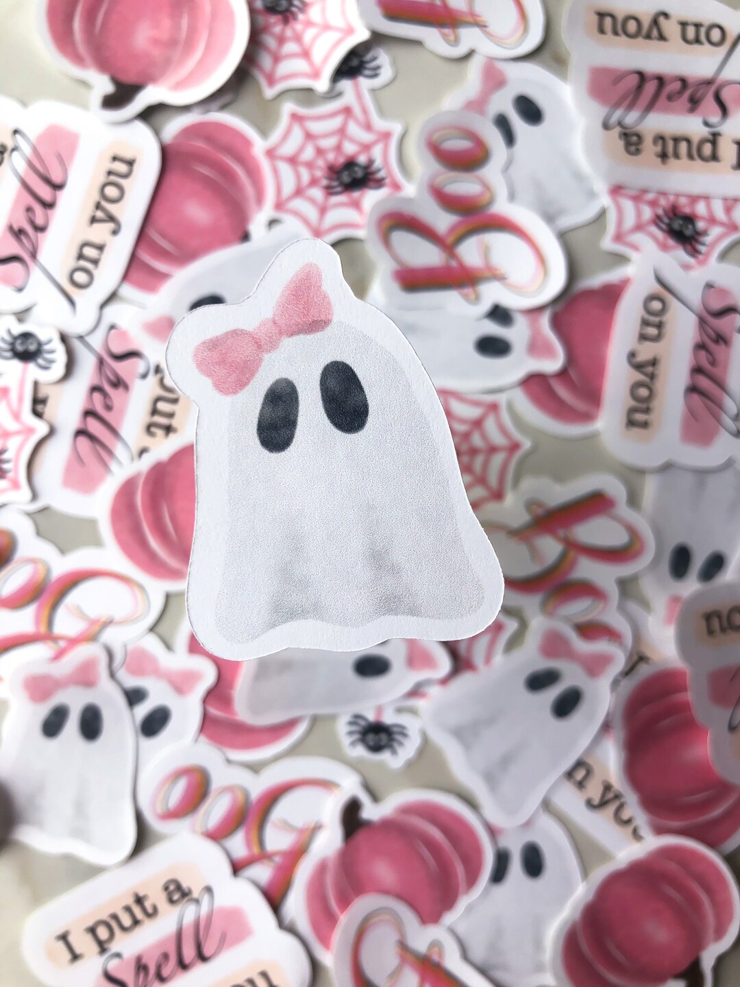 Pink Halloween Stickers, Ghost Sticker, Pumpkin Sticker, Spider Sticker ...
