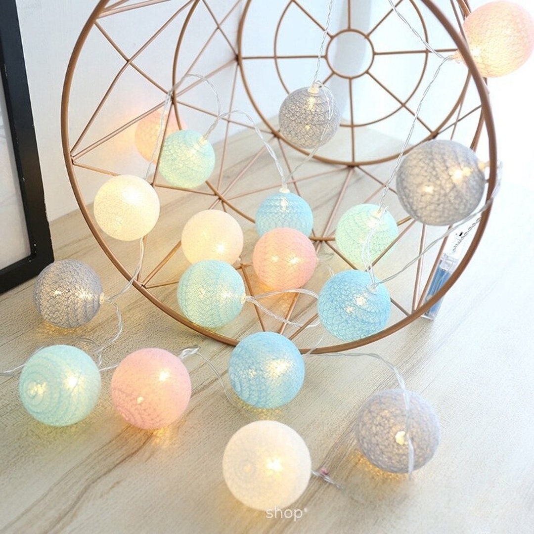 20 LED Cotton Ball , Lights , String , Christmas , Xmas Outdoor Holiday ...
