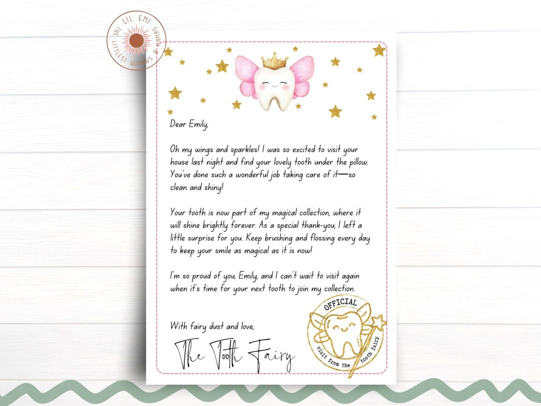Tooth Fairy Letter Printable, Editable Tooth Fairy Note Canva Template ...