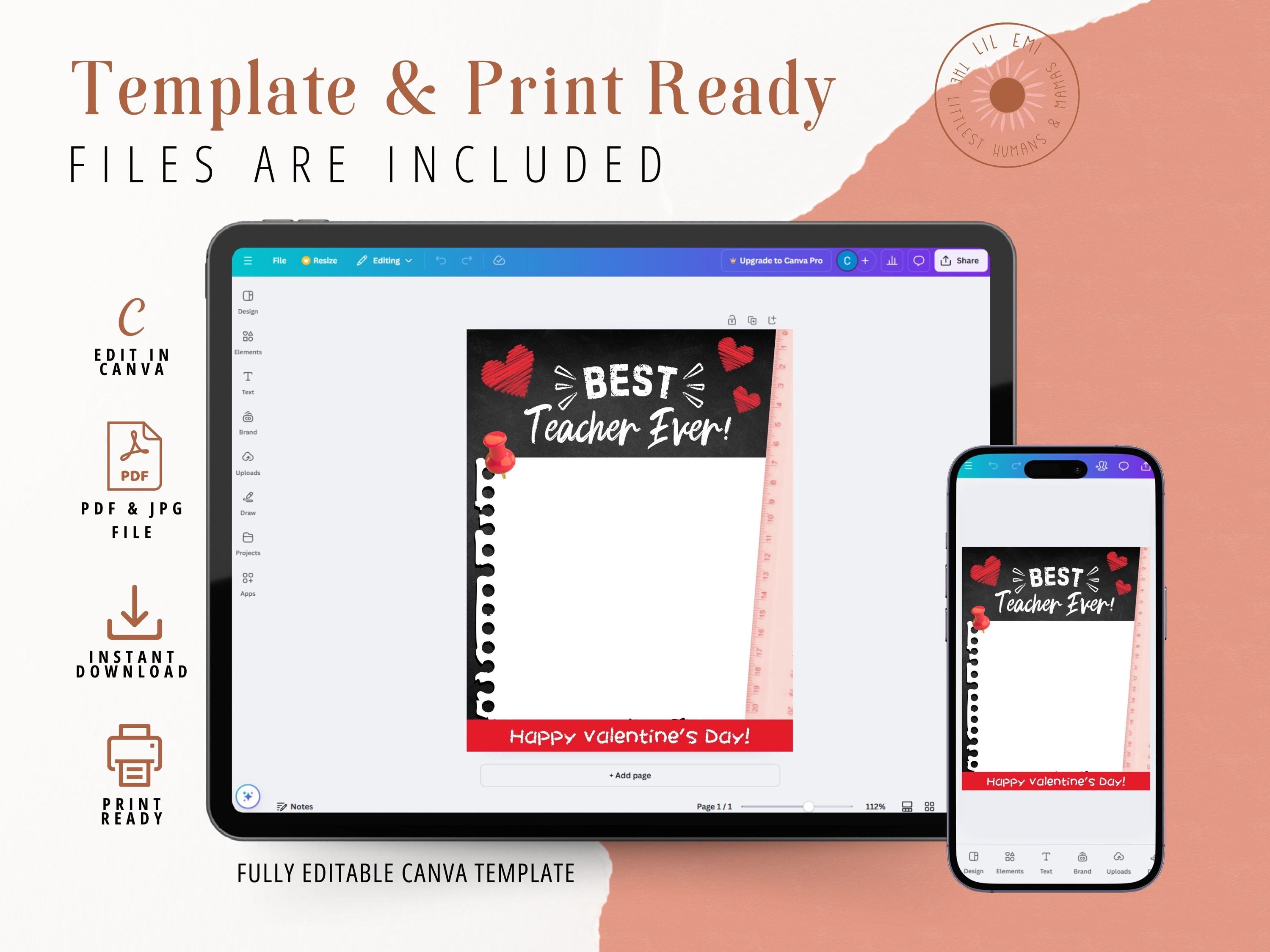 Best Teacher Jumbo Card Template, Treat Card Template, Jumbo Valentines ...