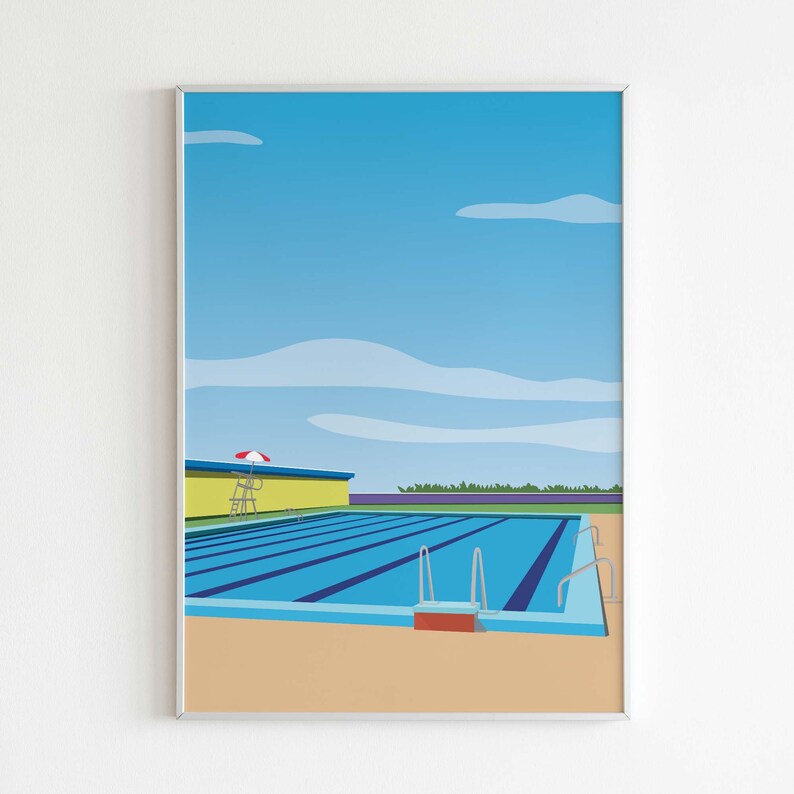Swimming Pool Poster-retro Pool Art-swimming Pool Print-pool Print ...