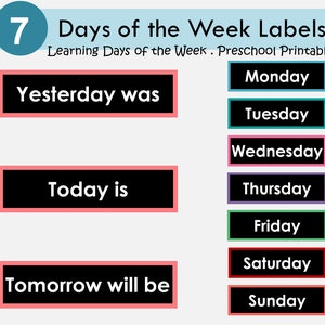 Days of the Week Labels Printable, Days of the Week Flashcards, Days of ...