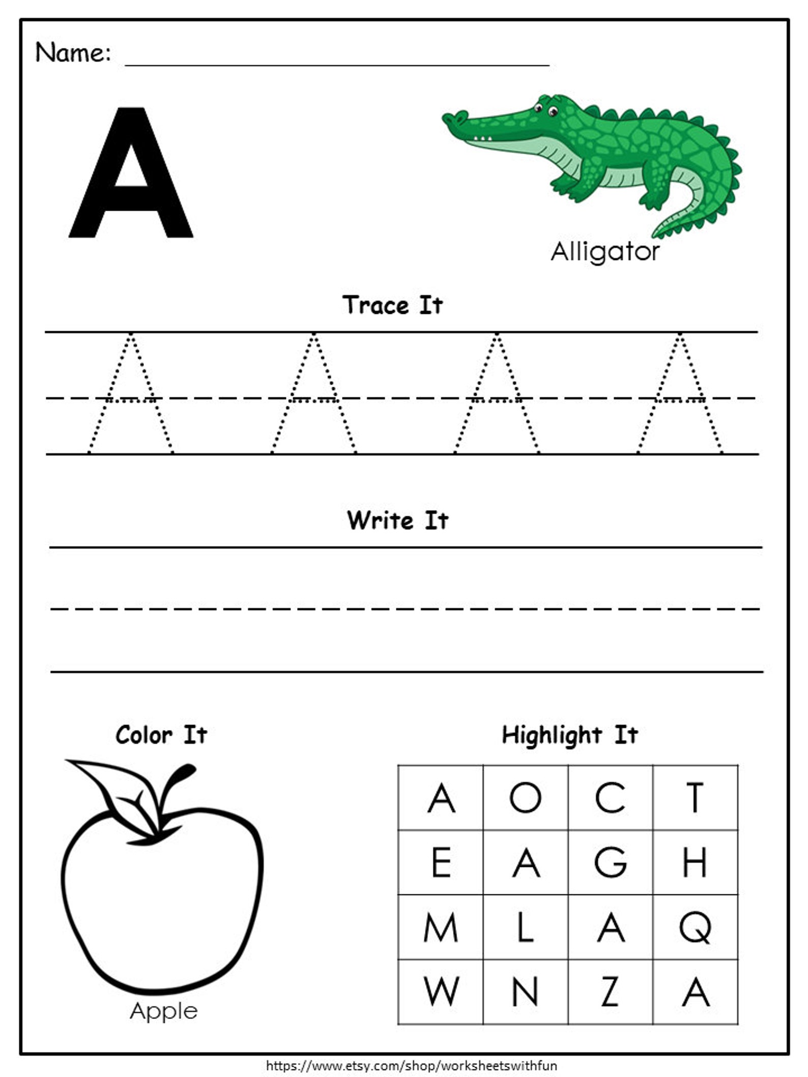 Letter of the Week Worksheets Printable, Alphabet Busy Book, Learning ...