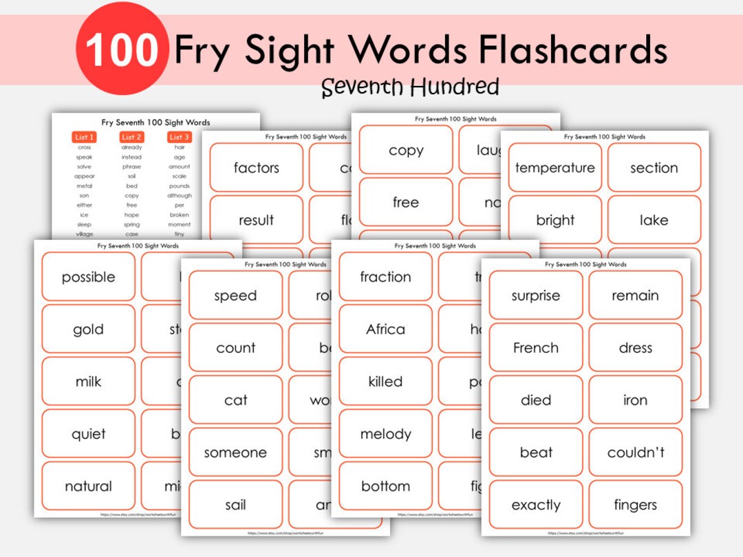 Sight Word Flashcards, Kindergarten-1st Grade Sight Words, 100 ...