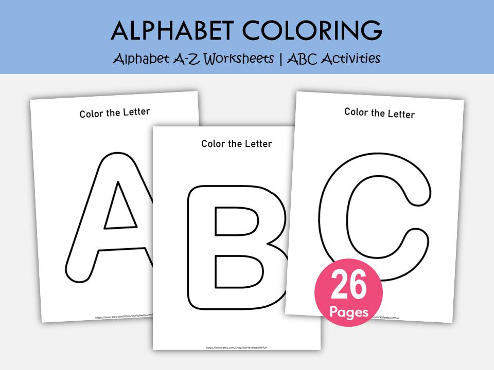 Alphabet Coloring Pages Printable | A-Z Letter Worksheets | Preschool ...