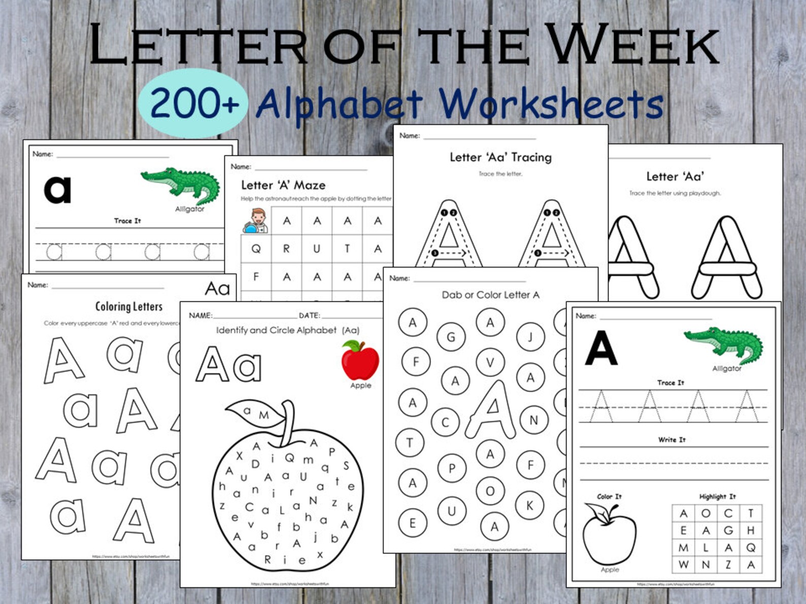 Letter of the Week Worksheets Printable Alphabet Busy Book - Etsy