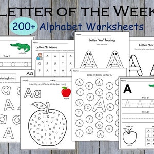Letter of the Week Worksheets Printable Alphabet Busy Book - Etsy