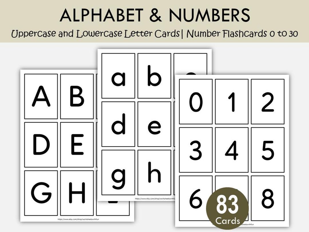 Alphabet and Number Flashcards Printable | Uppercase & Lowercase A–Z ...