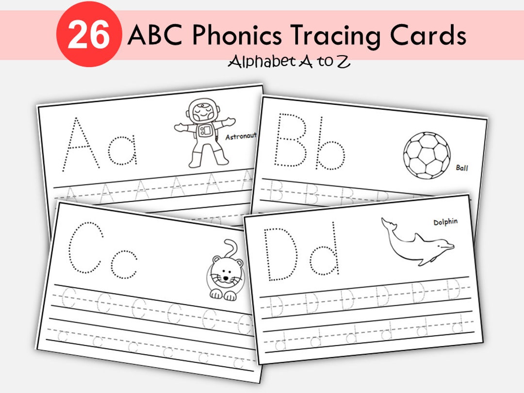26 ABC Phonics Tracing Cards, Alphabet Tracing Cards, Preschool ...