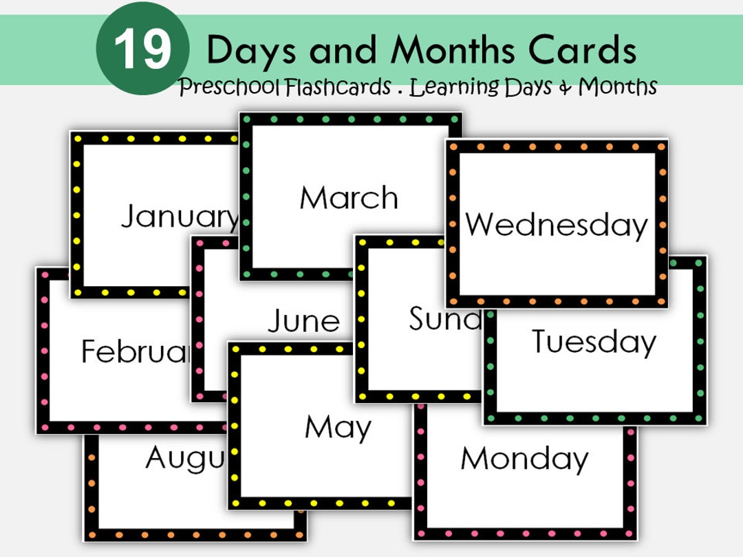 Days of the Week Flashcards, Months of the Year Flash Cards, Bulletin ...