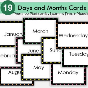Days of the Week Flashcards, Months of the Year Flash Cards, Bulletin ...