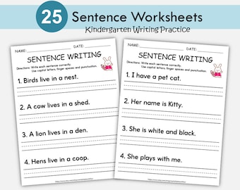 25 Printable Sentence Writing Worksheets, Write the Sentence Worksheets ...