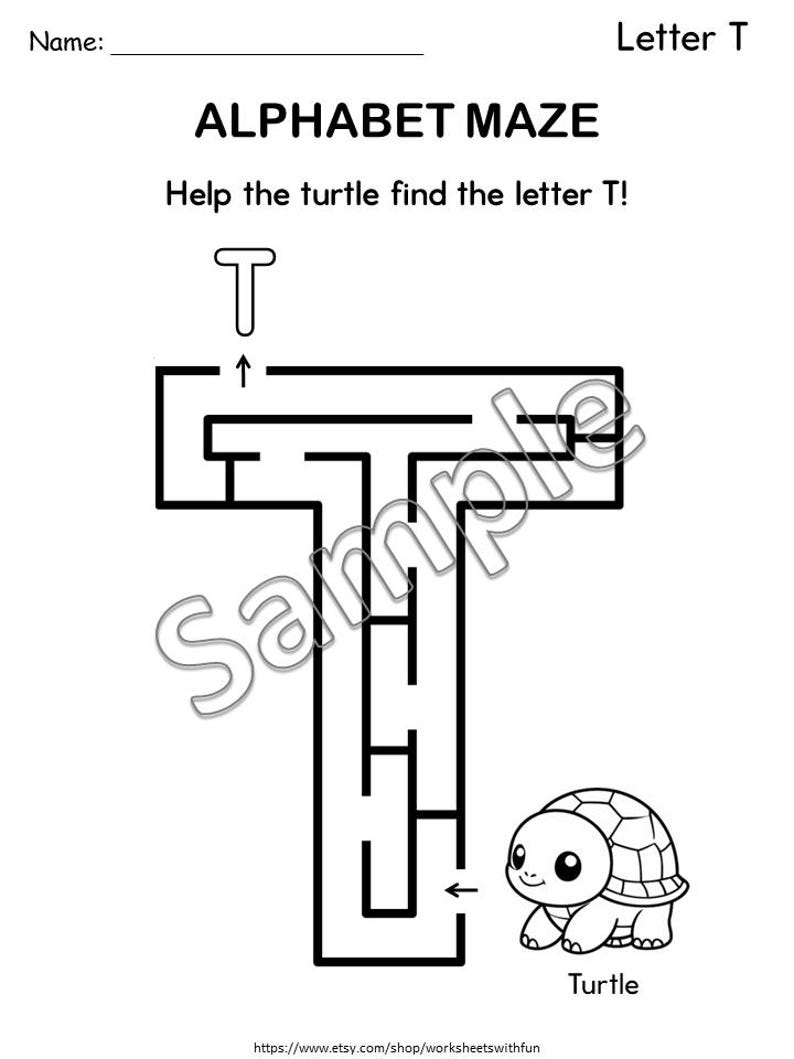 Alphabet Letter Mazes Printable | A–Z Maze Worksheets | Beginning ...