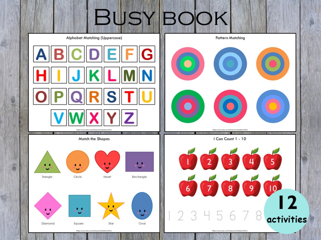 Busy Book Printable for Toddlers, Learning Binder for 2-3 Years ...