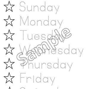 Days of the Week Printable, Kindergarten Tracing Worksheets, Days of ...