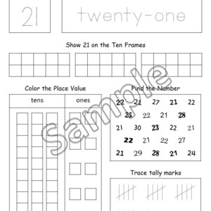Numbers 21-30 Worksheets: Preschool Math Workbook (digital Download) - Etsy