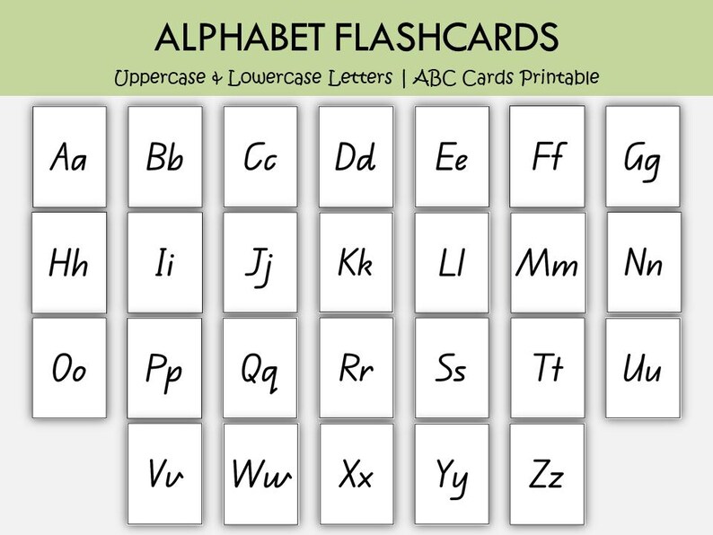 Alphabet Flashcards Printable A-Z | Uppercase Lowercase Letter Cards ...