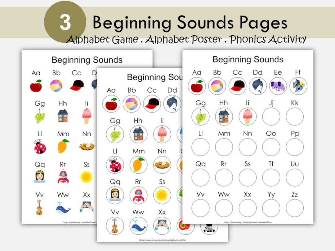 Beginning Sounds, Printable Alphabet Game, Preschool Curriculum ...