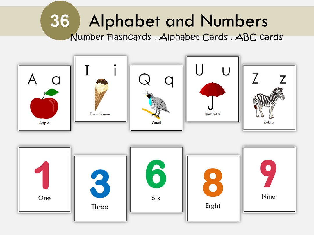 26 ABC Flash Cards, Alphabet Cards, A-Z Cards, Learn Abcs, Alphabet Flashcards, Numbers 1-10 ...