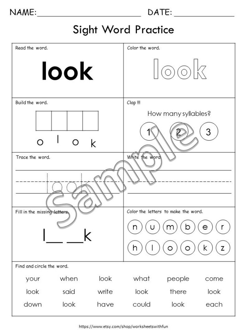 100 Printable Sight Words Worksheets for Kids | Fry First Hundred Sight ...