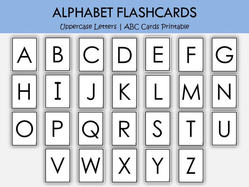 Alphabet Flashcards Printable - Uppercase, Lowercase | 78 Black and ...