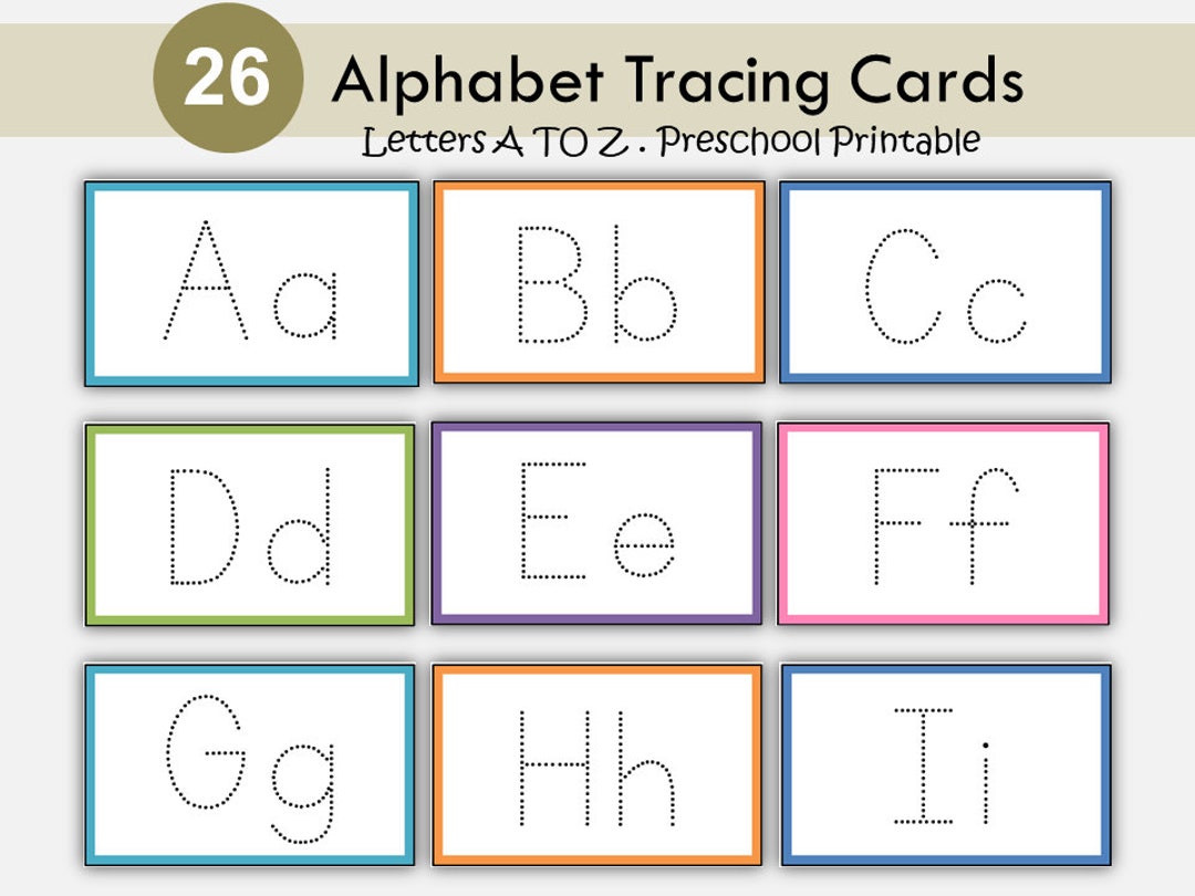 Tarjetas imprimibles de la A a la Z para trazar el alfabeto, trazar ...