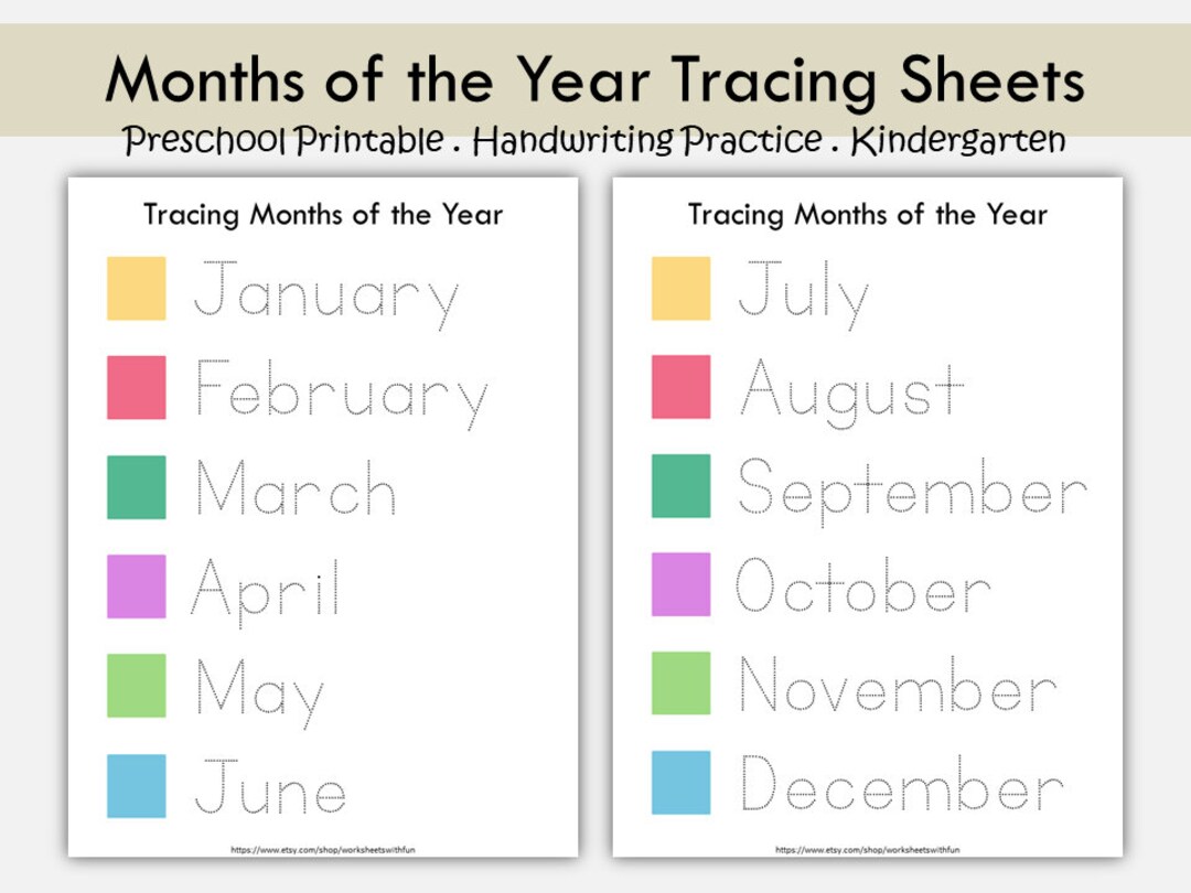 Months of the Year Worksheets, Months of the Year Practice Sheets ...
