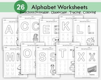 Alphabet Tracing Worksheets, Uppercase Letters A-Z, Handwriting ...