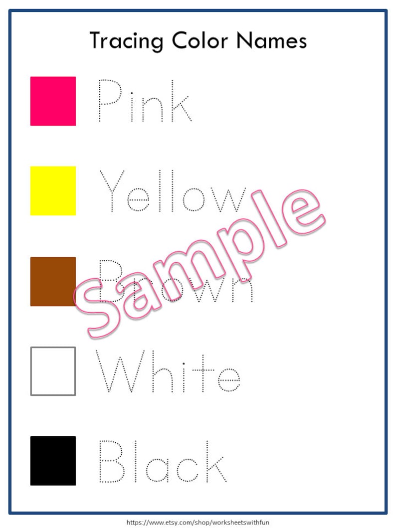 Color Word Tracing Worksheets Printable | Preschool Color Names Writing ...