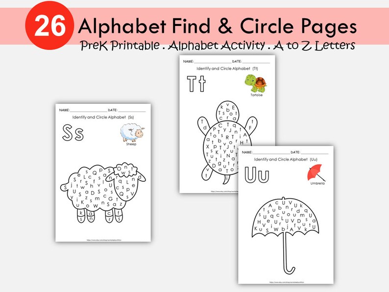 Letter Recognition Worksheets: Alphabet Search, Preschool Printable ...