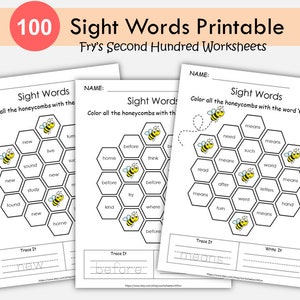 Sight Words Worksheets Printable, Fry Second 100 Words Work Book, Sight ...