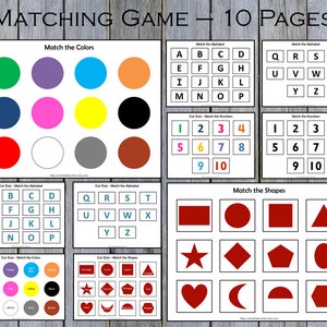 Preschool Binder Busy Book Printable Matching Game for Kids - Etsy