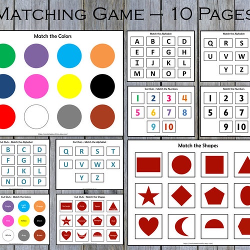 Preschool Binder Busy Book Printable Matching Game for Kids - Etsy