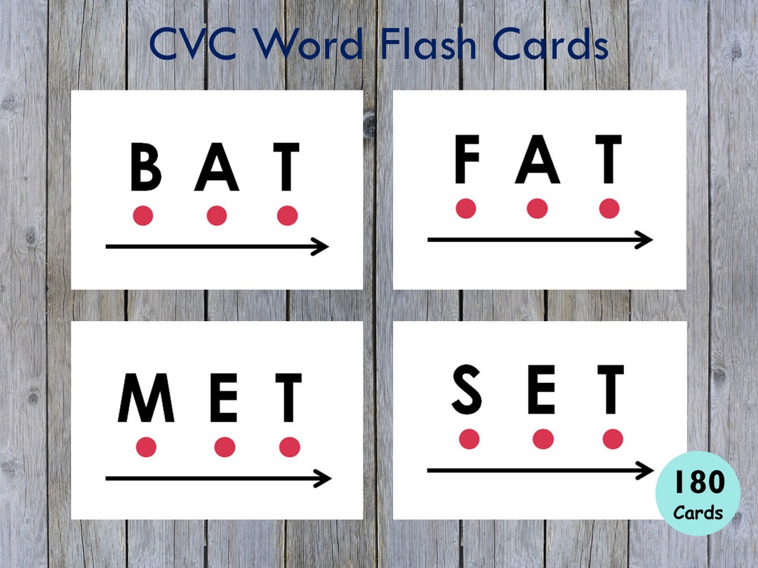 Buy CVC Flashcards Printable, CVC Words Cards Printable, Reading, CVC ...