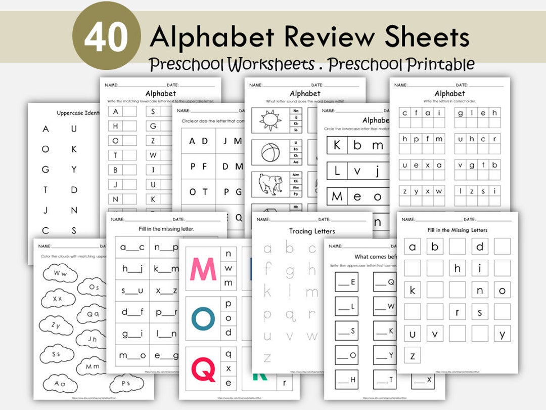 Alphabet Review and Assessment Worksheets Printable | ABC Activities ...