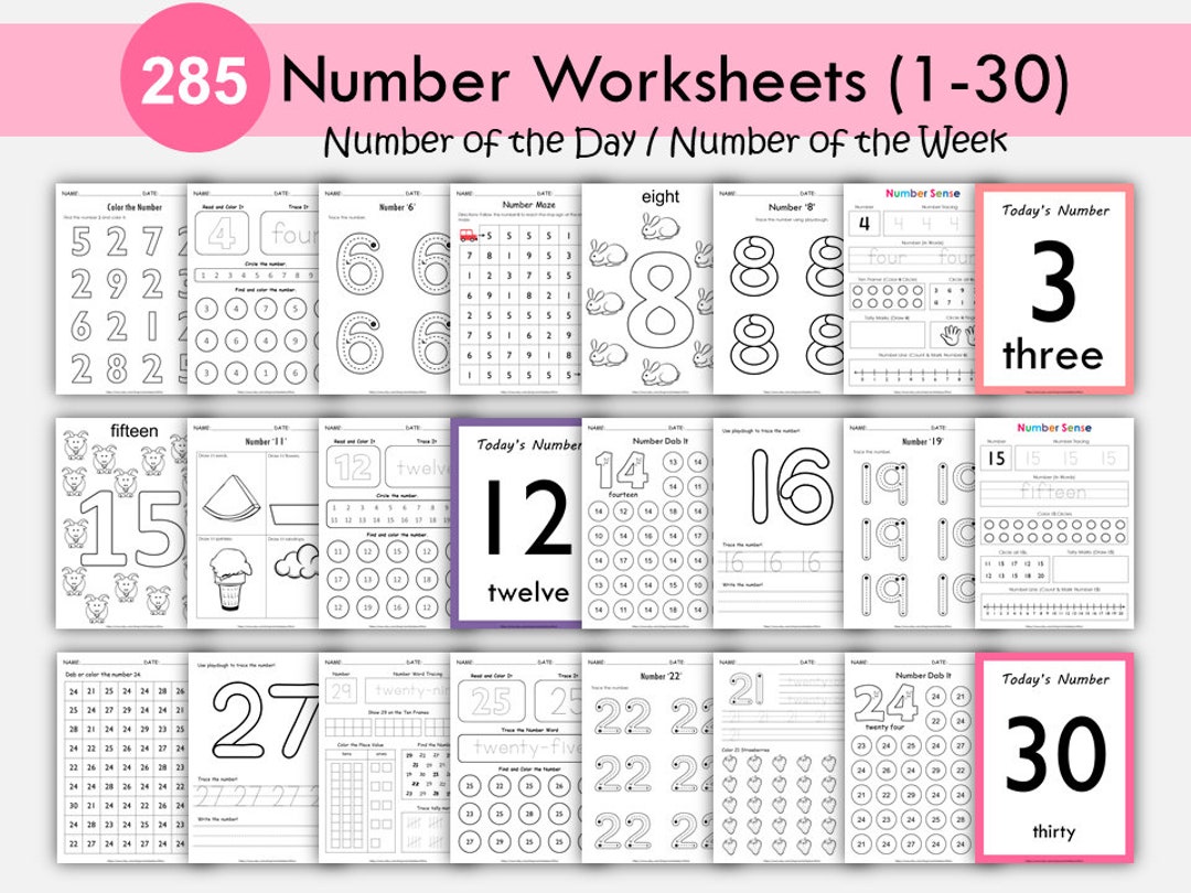 Number Tracing and Writing Worksheets, Prek Preschool Kindergarten ...