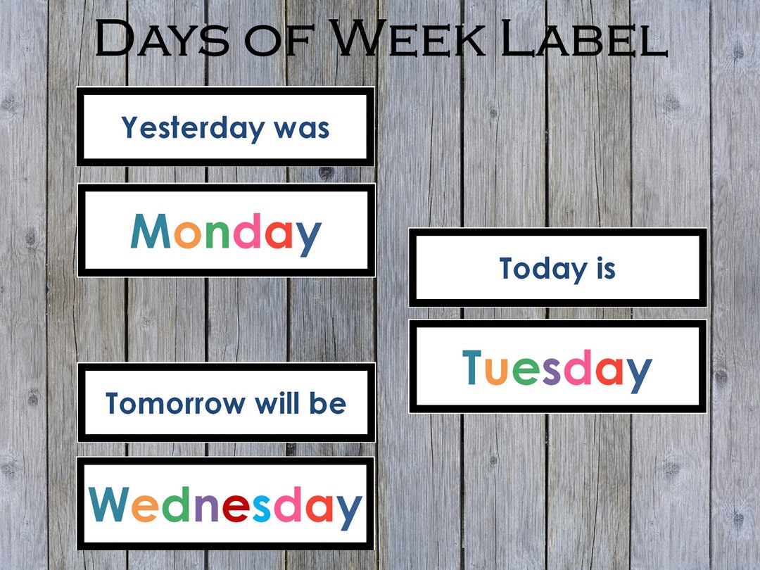 Days of the Week Cards, Days of the Week Printable, Days of the Week ...