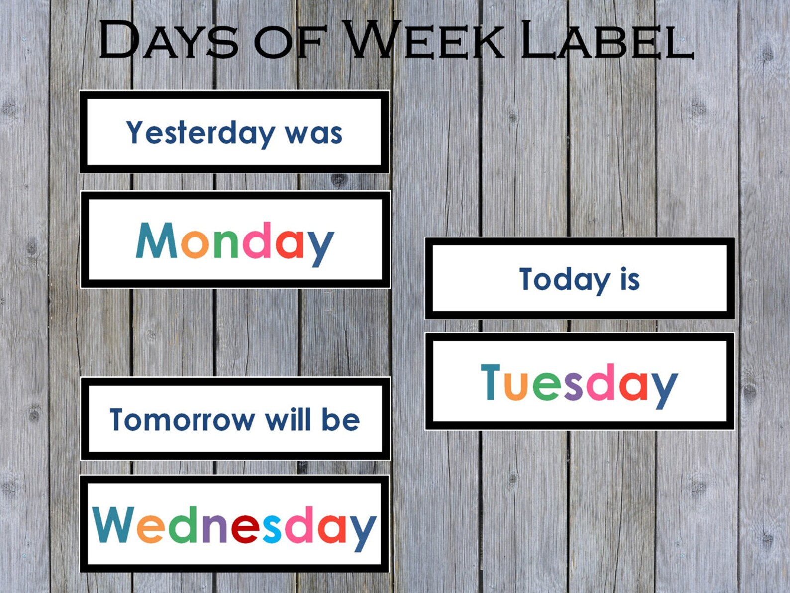 Days of the Week Cards Days of the Week Printable Days of - Etsy