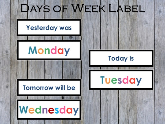 Days Of The Week Printable Labels