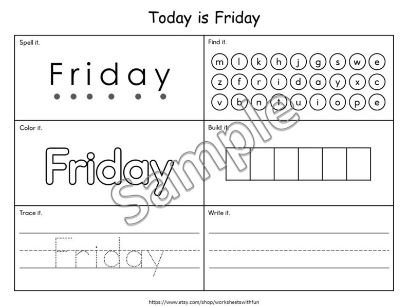 Days of the Week Worksheets Printable | Spelling, Tracing & Writing ...