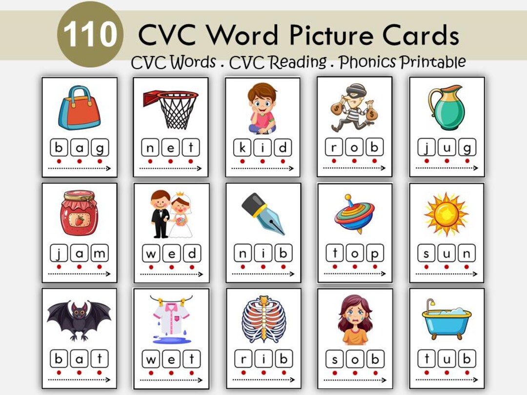 CVC Reading | CVC Words Picture Flashcards | Phonics Blending Practice ...