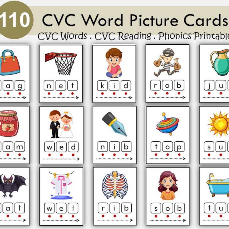 Montessori Cvc Cards - Etsy