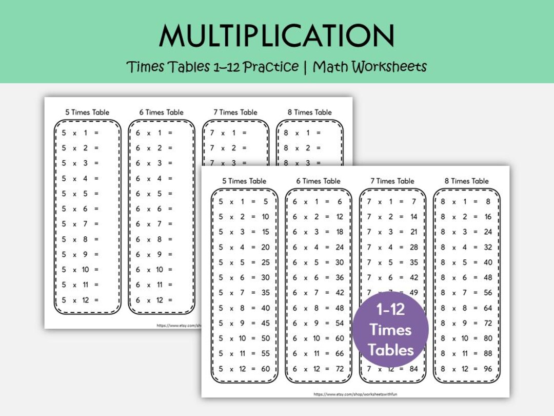 Multiplication Worksheets Printable | Times Tables 1–12 Practice | Fill ...