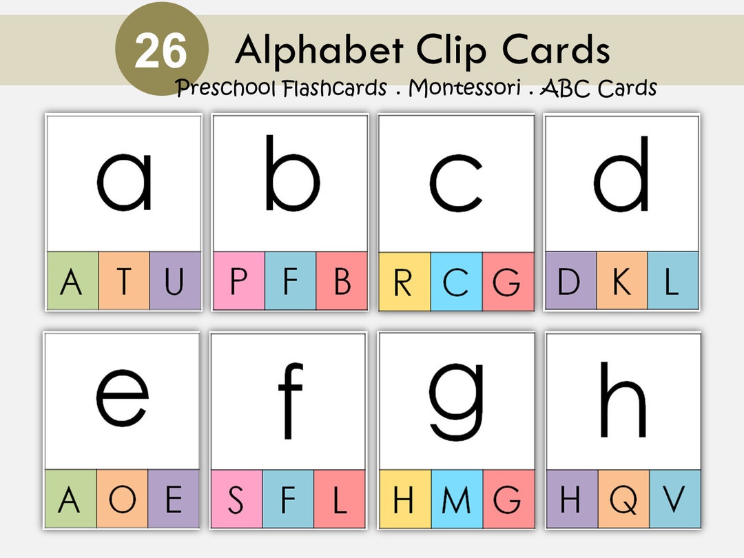 Alphabet Flashcards Printable, Letters Cards, ABC Clip It, Preschool ...